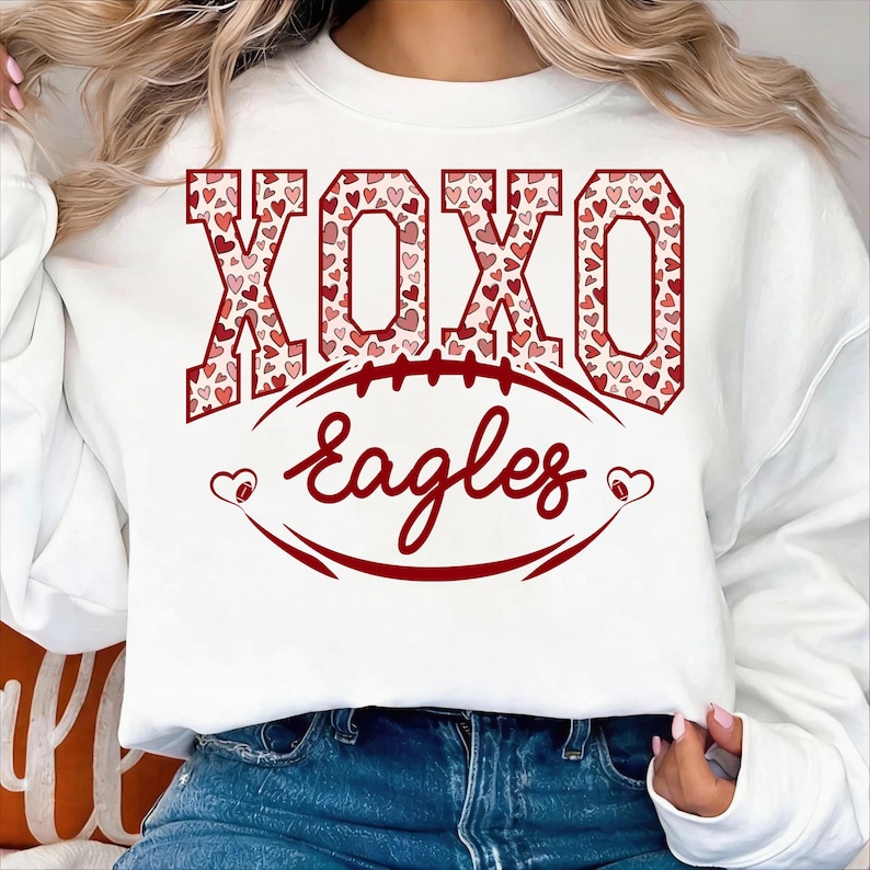 Eagles Valentine PNG, XOXO Football, School Spirit (digital Download ...