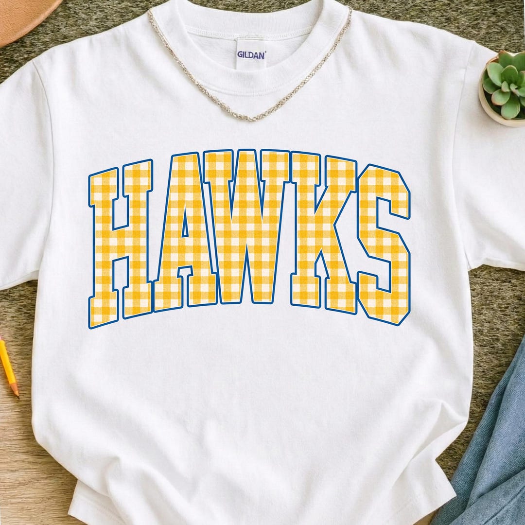 Hawks Gingham Png, Preppy Team Spirit Sublimation, Checkered Mascot ...