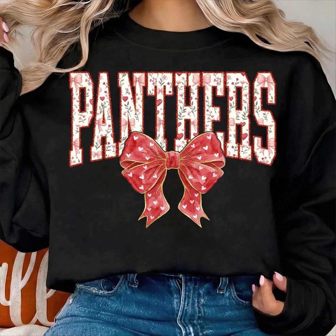 Panthers Bow PNG, Valentine Mascot, Digital Download File, Sublimation ...