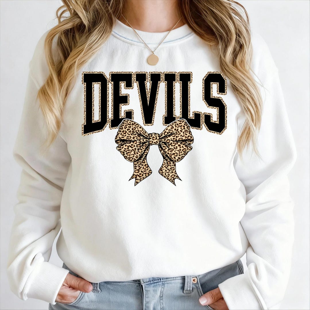 Devils Leopard Coquette Bow PNG: Game Day Sublimation (digital Download ...