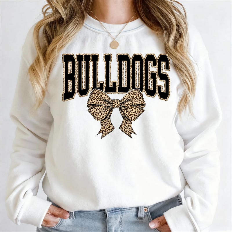 Bulldogs Leopard Bow - Etsy