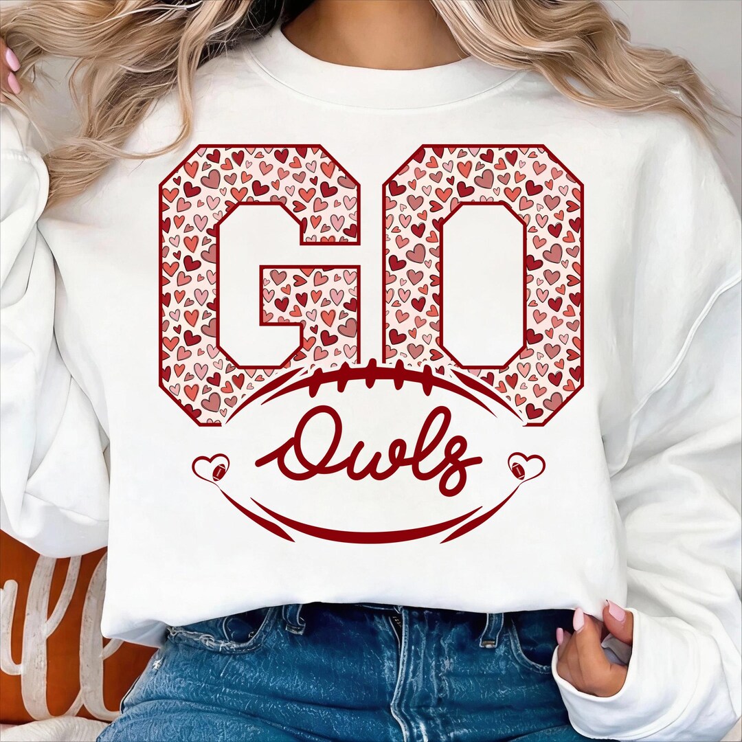 Go Owls PNG, Valentine Varsity Heart Football, School Spirit Graphic ...