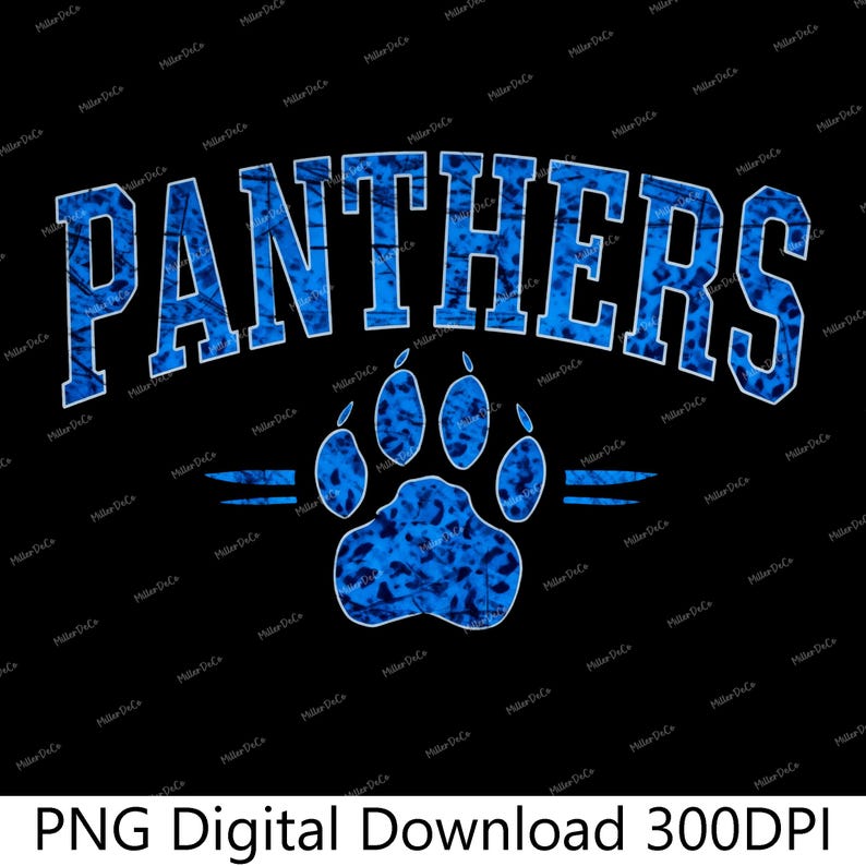 Blue Leopard Print Panthers PNG | Mascot Paw, School Spirit (digital ...