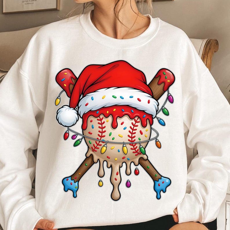 Christmas Baseball Drip PNG: Santa Hat Ice Cream Ball (digital Download ...