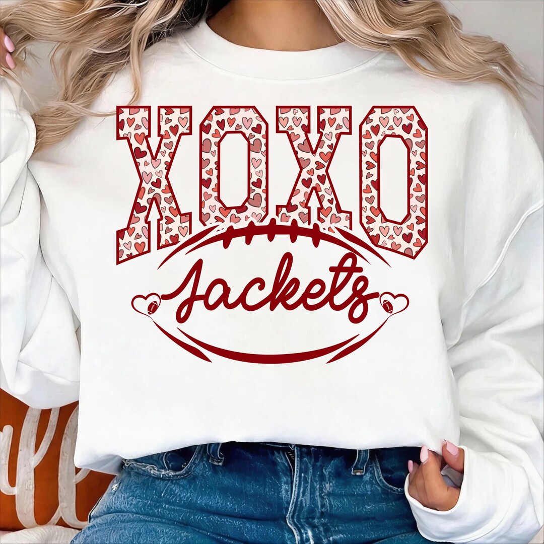 Jackets Valentine PNG, XOXO Jackets Football, School Spirit Mascot ...