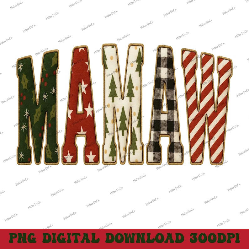 Mamaw Christmas PNG, Merry Family Holiday , Patchwork Sublimation ...