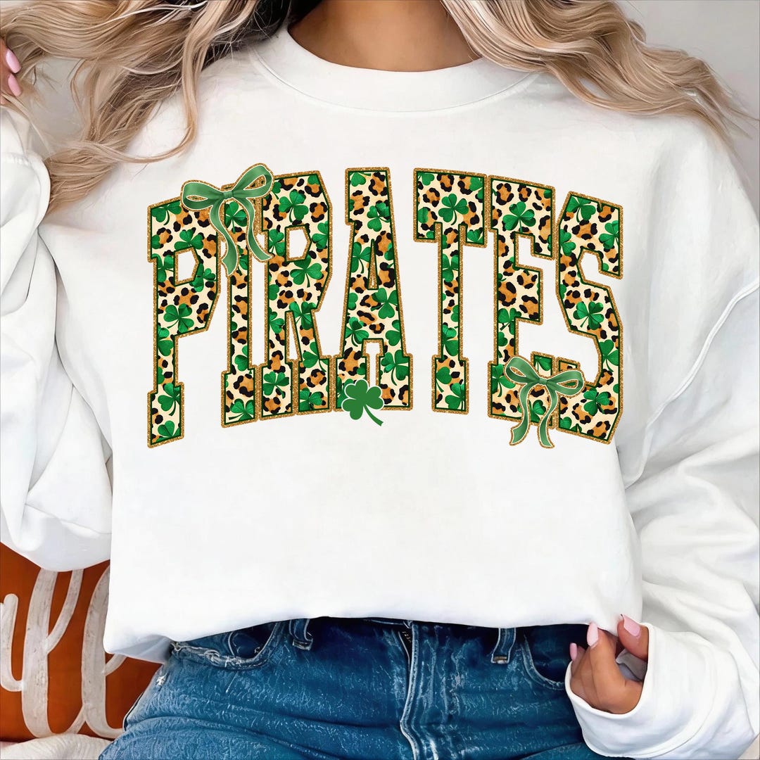 Pirates St Patricks Day PNG, Leopard Shamrock Clover Design (digital ...