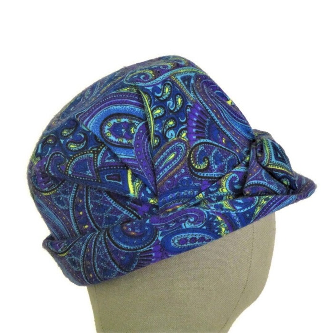 Vintage 1960s Paisley Hat in Blue & Purple Jewel Tones, 60s MOD Style ...