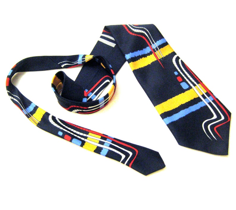 60s Wide Print Tie Vintage 1960s MOD Tie | Etsy