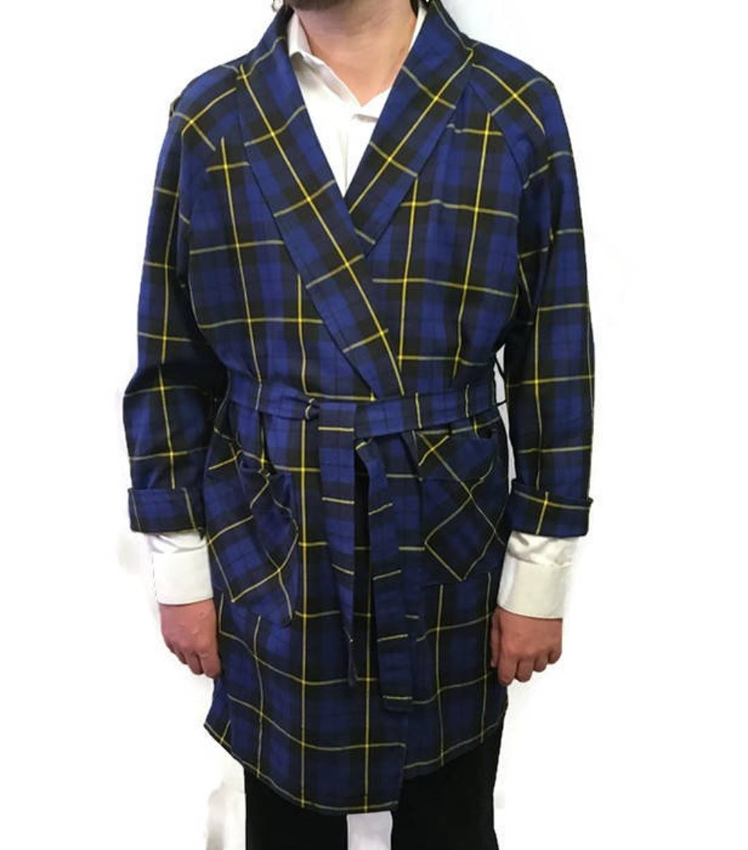 60s Belted Blue Plaid Robe, 1960s Tartan Robe, Blue Green Yellow - Etsy