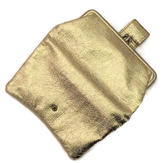 1960s Metallic Gold Wallet, Vintage 60s Purse, Faux … - Gem