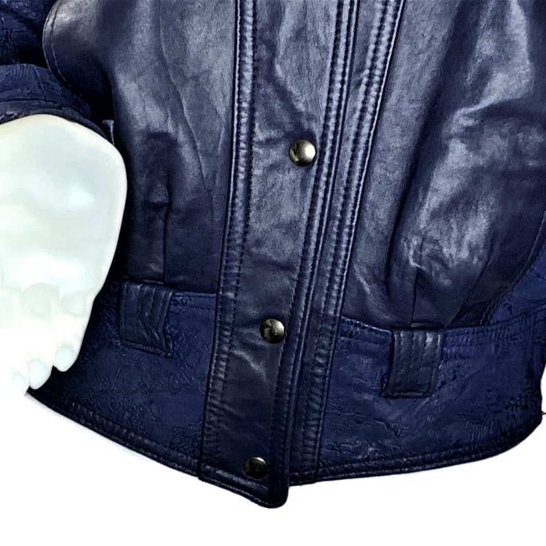 80s Blue Leather Jacket Vintage 1980s Plain & Patterned | Etsy