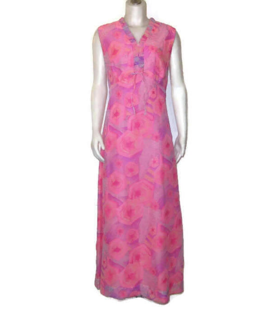 Vintage 60s MOD Maxi Dress, 1960s Pink Purple Gown - Etsy