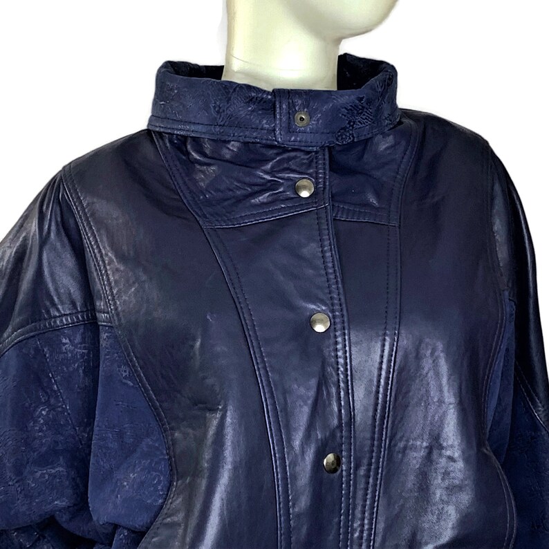 80s Blue Leather Jacket Vintage 1980s Plain & Patterned | Etsy