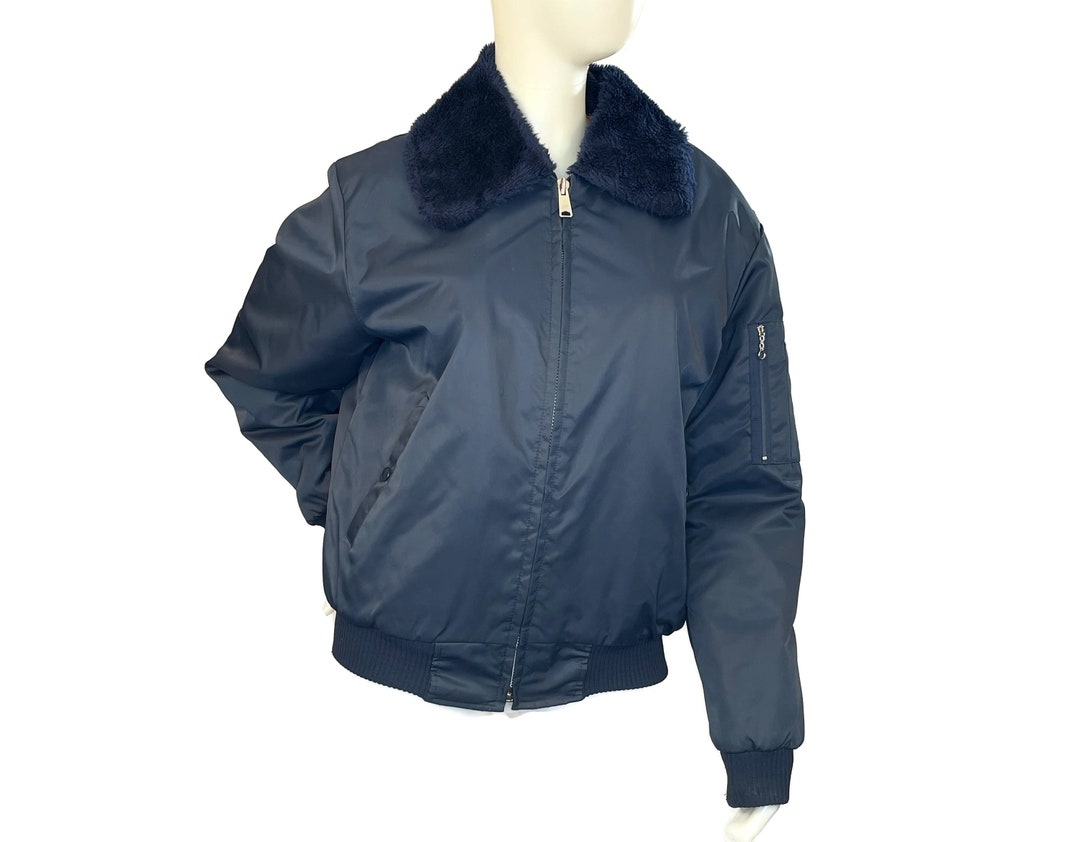 Vintage 1970s Blue Jacket With Quilted Lining, 70s Bomber Jacket With ...