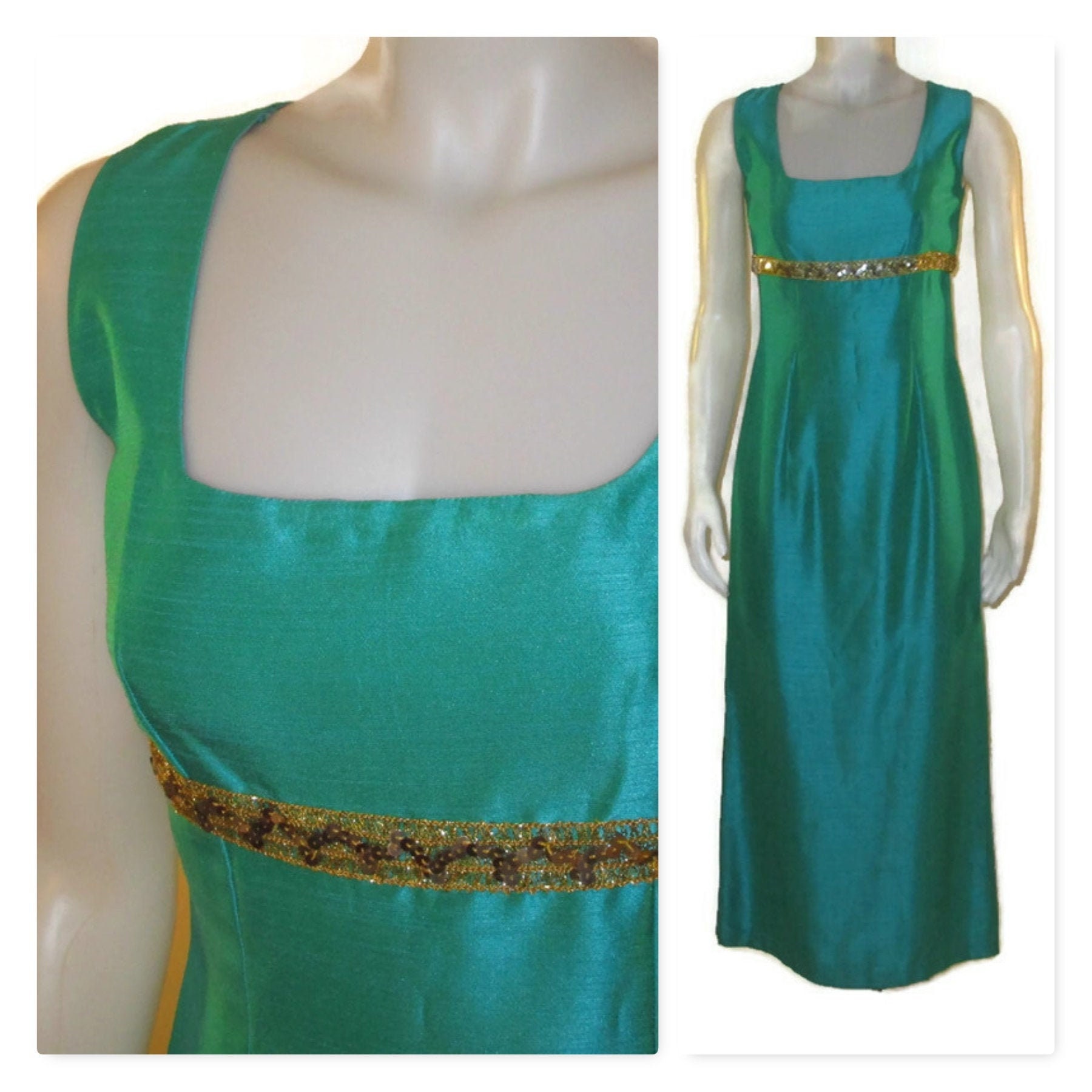 50s Green Shot Fabric Gown Vintage 1950s Sleeveless Formal - Etsy