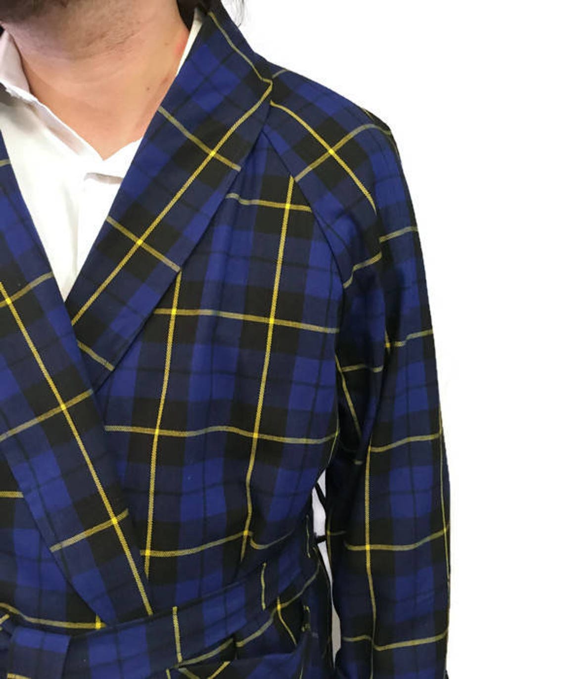 60s Belted Blue Plaid Robe 1960s Tartan Robe Blue Green | Etsy