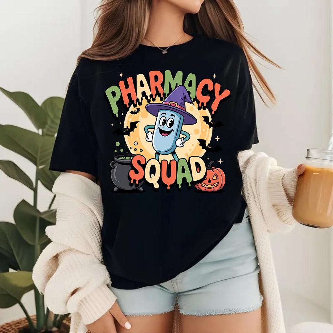 Pharmacy Squad Halloween PNG – Cute Pill Witch With Pumpkin, Cauldron ...