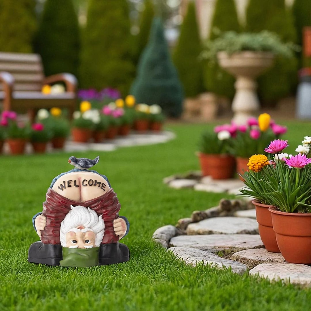Funny Mooning Gnome Statue: Rude Garden Decor Gag Gift - Etsy