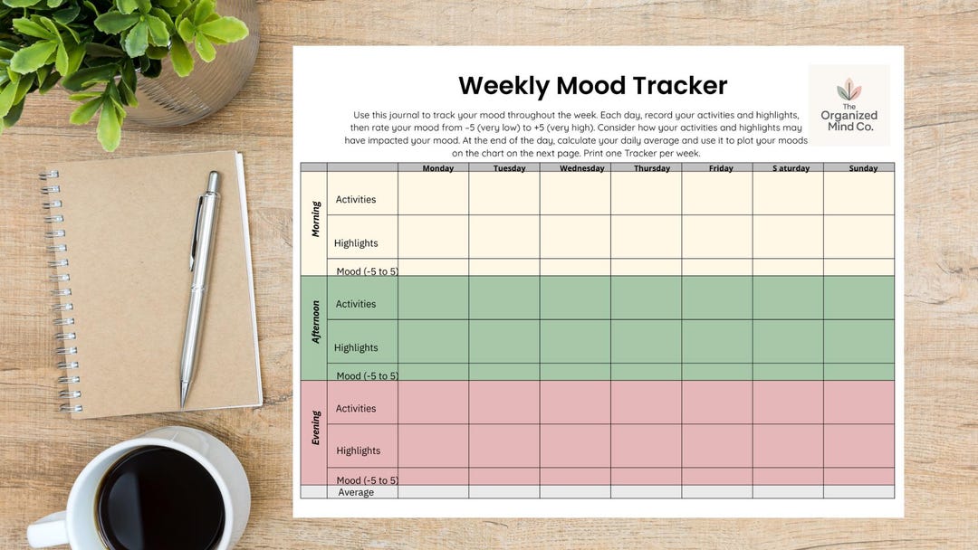 Weekly Mood Tracker With Graph | Printable Mental Health Journal PDF ...