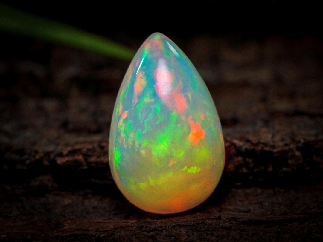 4 Carat Natural Ethiopian Fire Opal Cabochon: Pear Loose Gemstone - Etsy