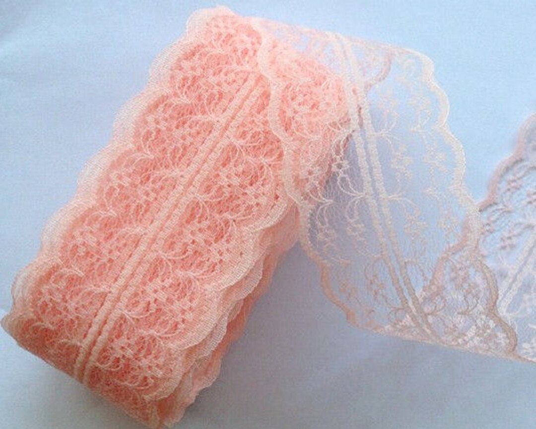 Peachy Pink Lace Trim-40mm 1-1/23 YDS L40-20 - Etsy