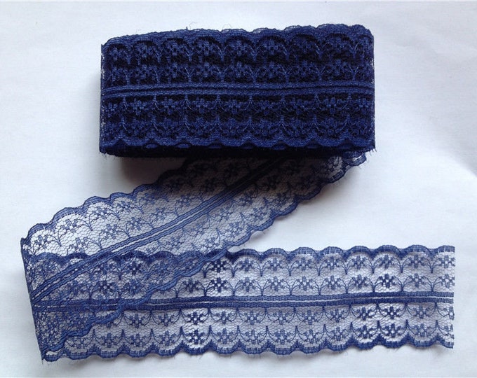 5 Yards 5/8 Navy Blue Lace Trim, Lace Trim, Lace Trim Ribbon, Wholesale ...