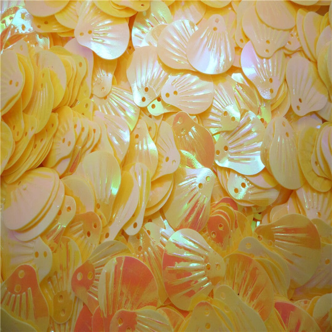 100 Pcs. Yellow Sea Shell Sequins-14x12mm - Etsy