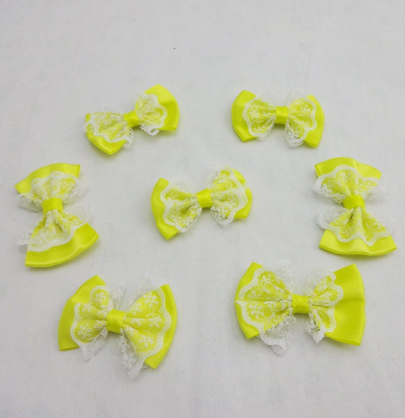 Yellow Satin & Lace Bows-2x110 PCS - Etsy