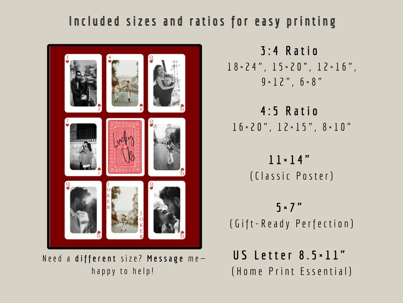 Custom Photo Collage Playing Cards Poster Print | Anniversary DIY Gift ...