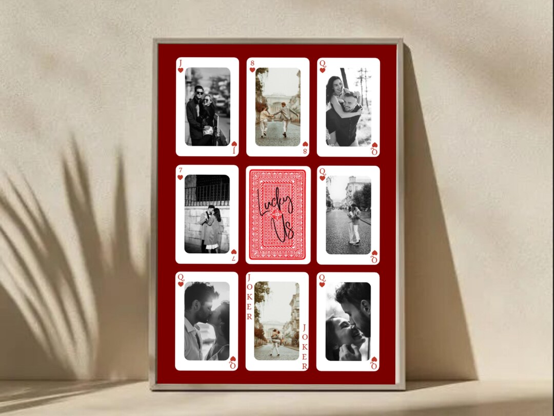 Custom Photo Collage Playing Cards Poster Print | Anniversary DIY Gift ...