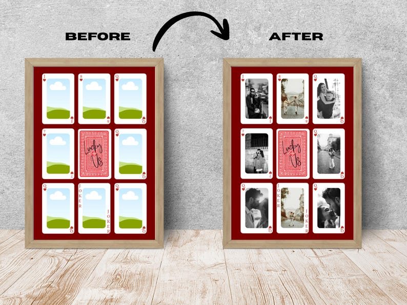 Custom Photo Collage Playing Cards Poster Print | Anniversary DIY Gift ...