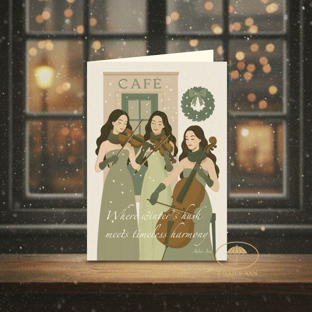 Vintage Musician Cello and Violin Greeting Card | Blank Inside ...