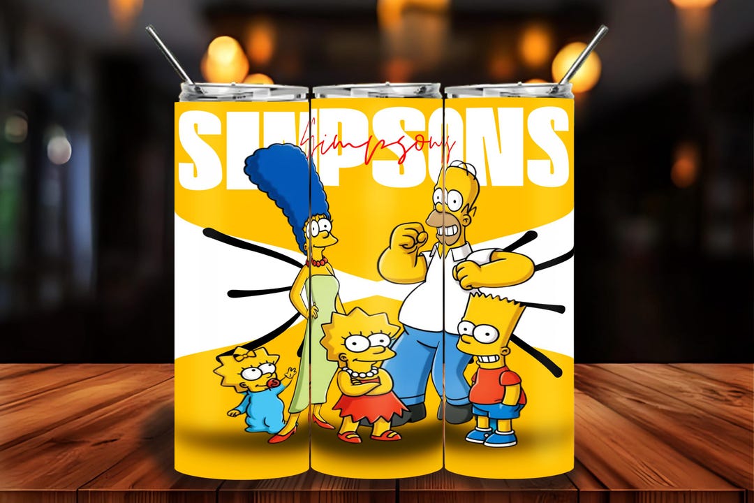 Simpsons Inspired Tumbler Wrap PNG: 20oz Skinny Tumbler Sublimation ...
