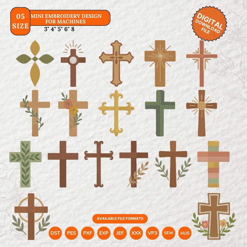 Christian Cross Embroidery Design Bundle | Faith, Religious (digital ...