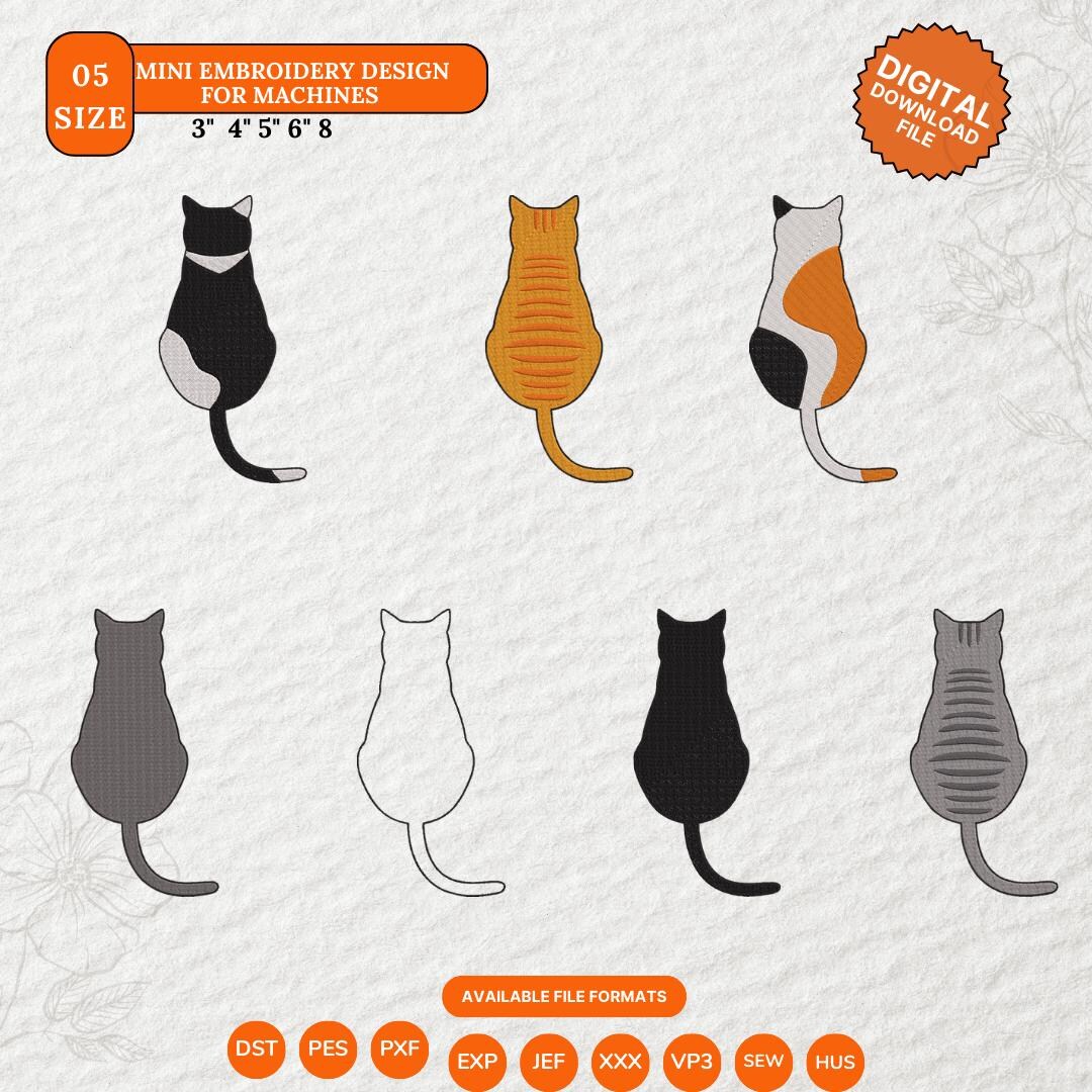Mini Cats Machine Embroidery Design Set (5 Sizes) - Etsy