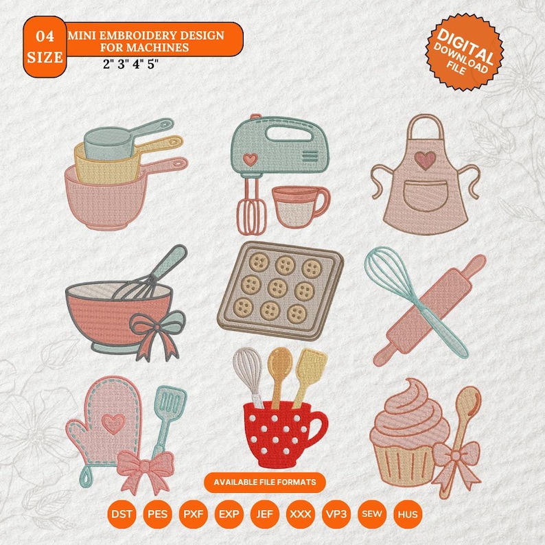 Bake off Applique Embroidery Design | Kitchen Baking (instant Download ...