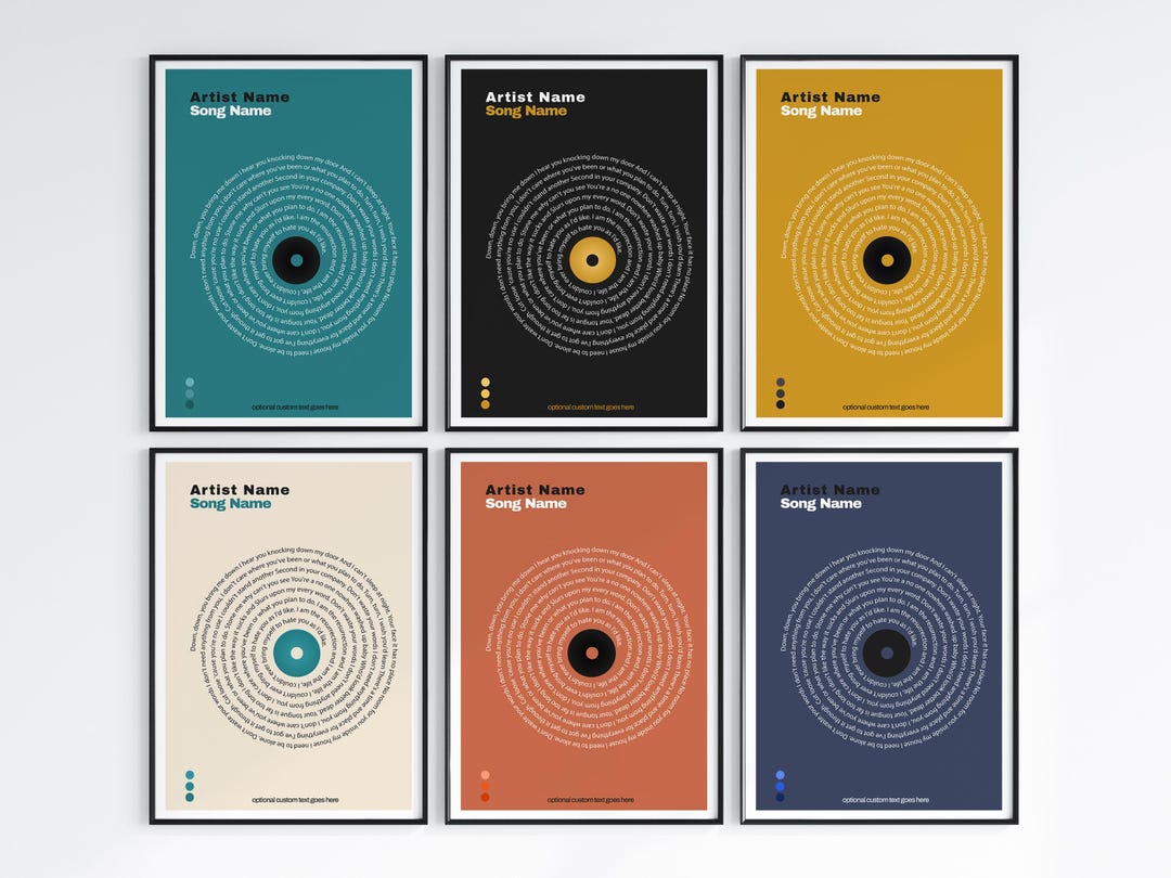 Custom Vinyl Record Lyrics Print | Personalised Song Poster | Music ...