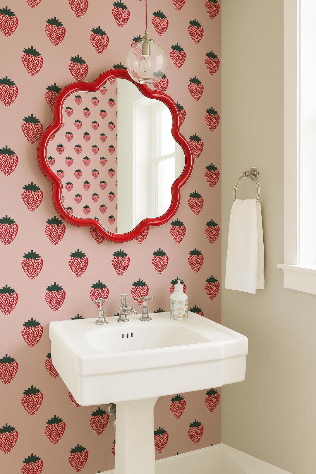 Strawberry Peel & Stick Wallpaper – Custom Color Playful Nursery Non ...