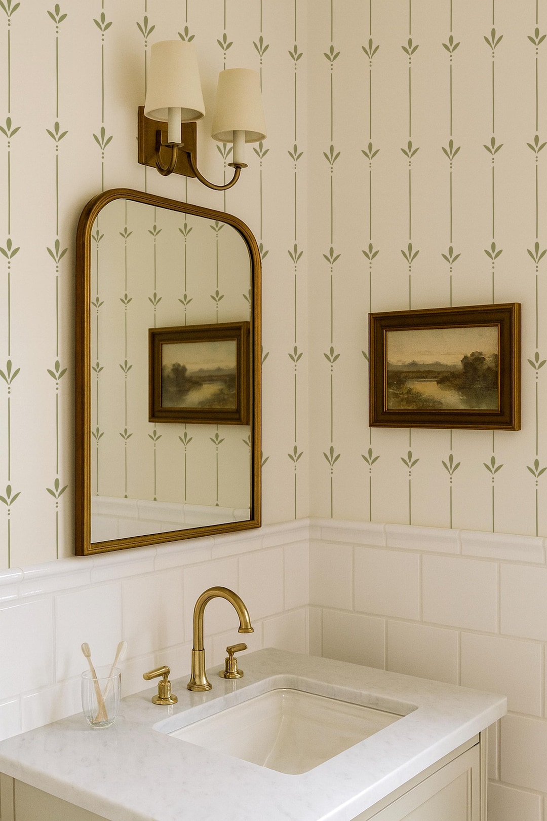 Victorian Stripe Wallpaper – Vintage Botanical Peel & Stick or ...