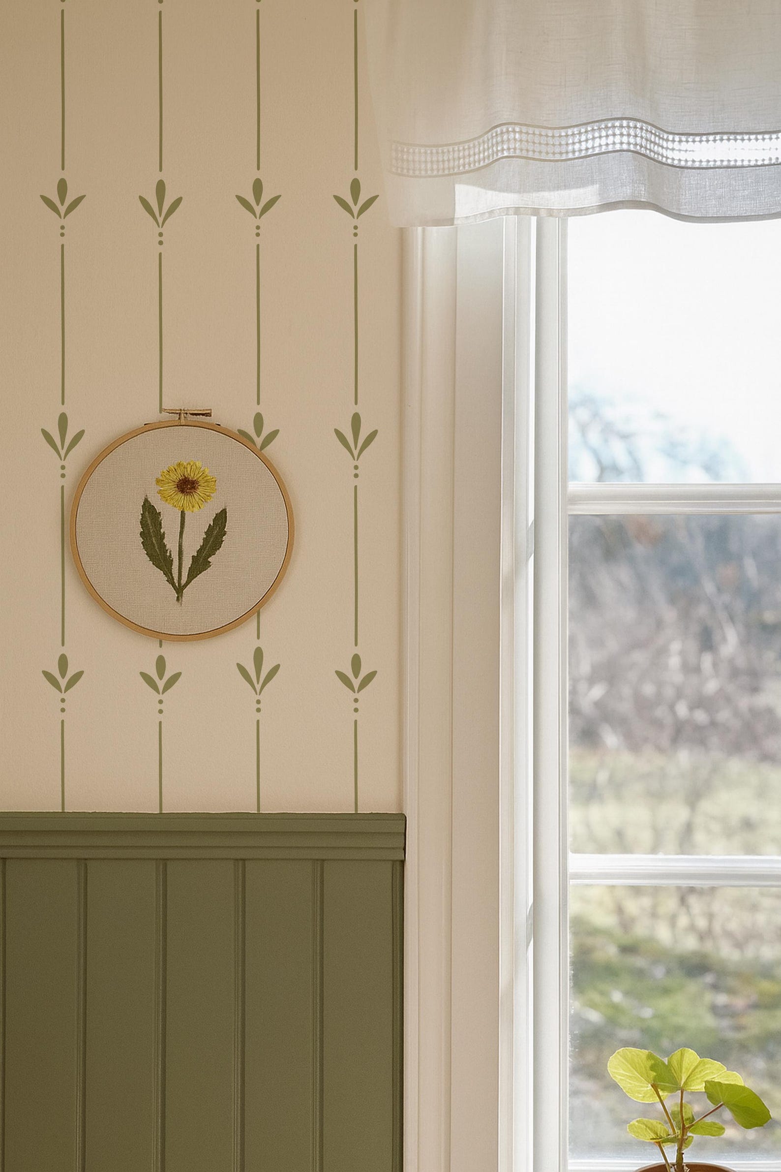 Victorian Stripe Wallpaper – Vintage Botanical Peel & Stick or ...
