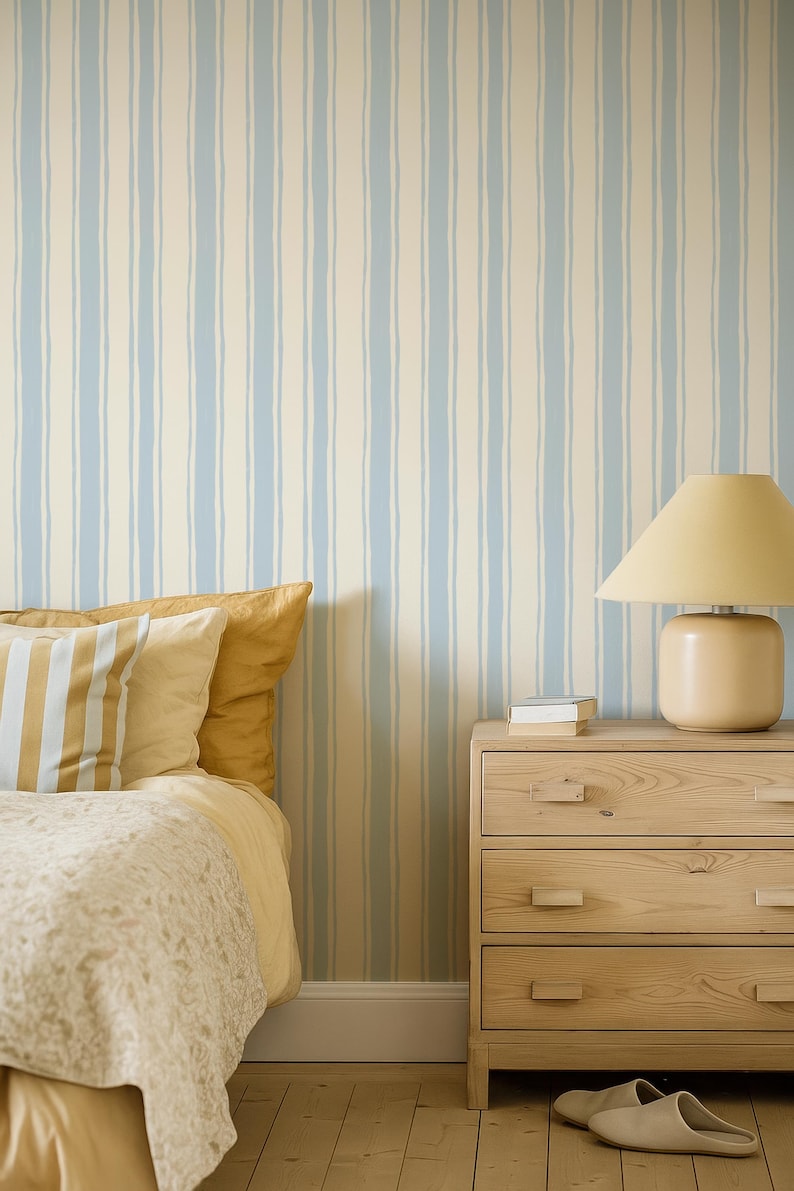 Hand Painted Stripe Wallpaper – Eclectic Peel & Stick or Traditional ...