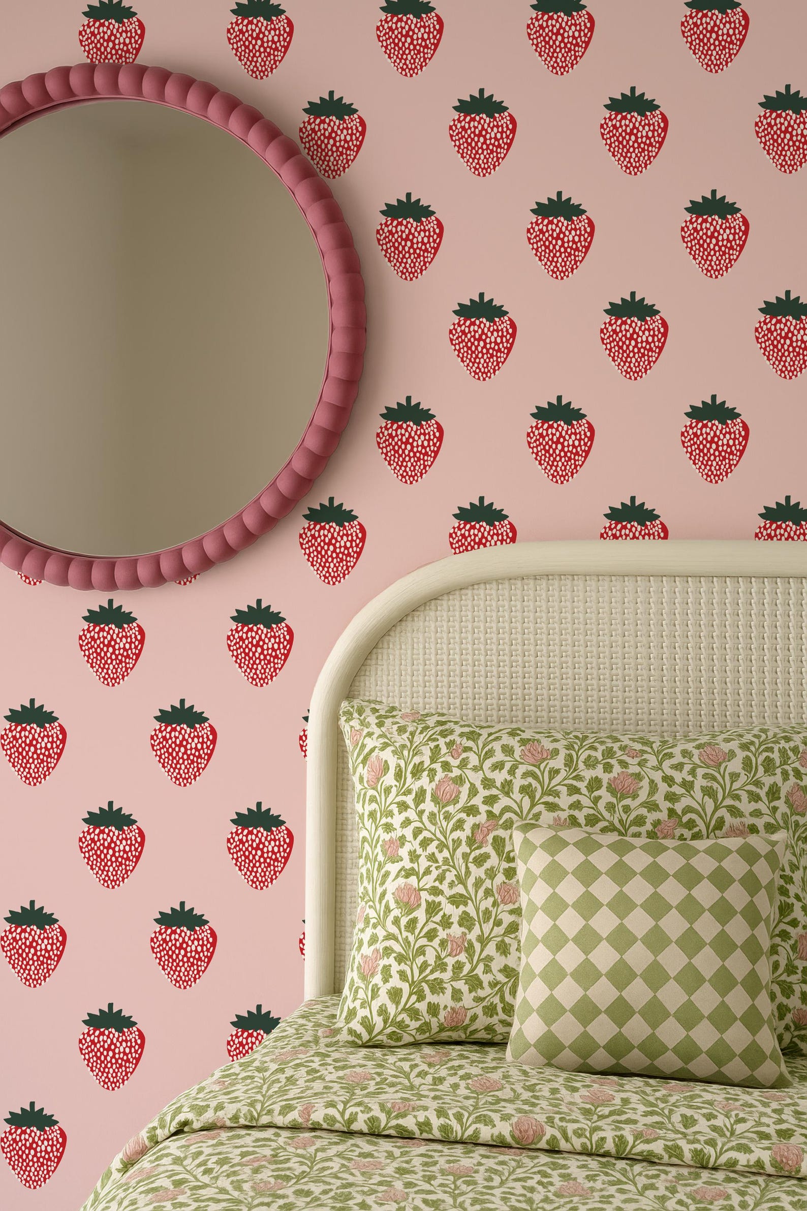 Strawberry Peel & Stick Wallpaper – Custom Color Playful Nursery Non ...