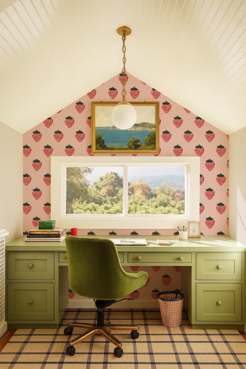 Strawberry Peel & Stick Wallpaper – Custom Color Playful Nursery Non ...