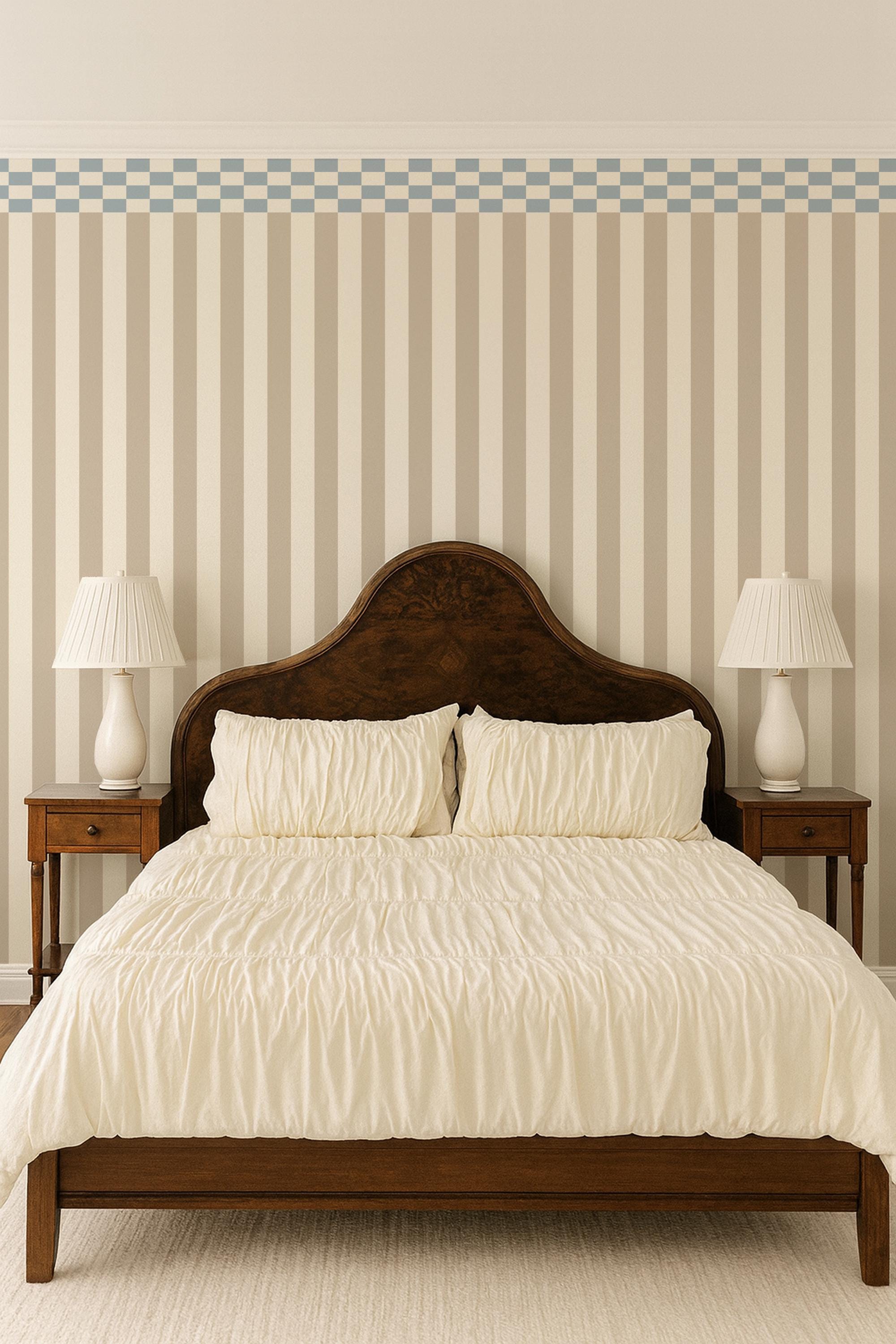 Playful Stripes and Checkers Wallpaper, Eclectic Geometric Shape Peel ...