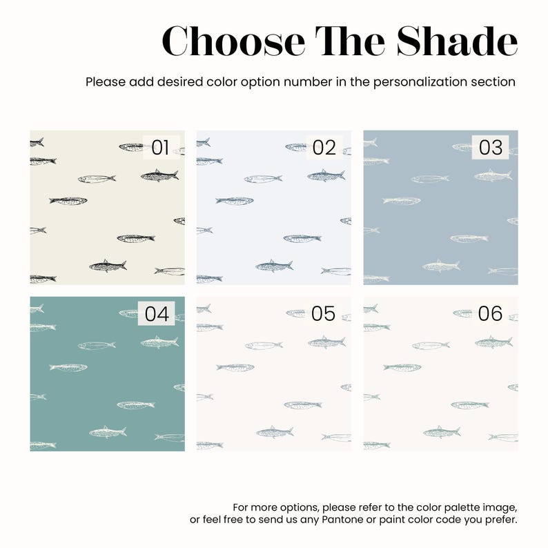 Coastal Fish Wallpaper, Minimal Nautical Peel & Stick or Non-pasted ...