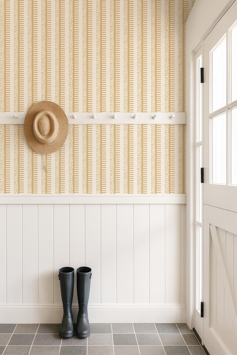Tribal Striped Wallpaper – Linear Boho Peel & Stick or Non-pasted Wall ...