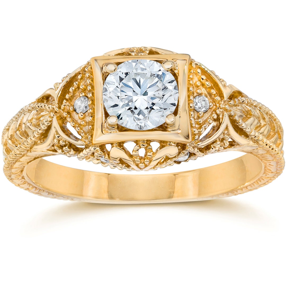 Engagement Ring Diamond Emery 5/8ct Vintage Genuine Diamond - Etsy