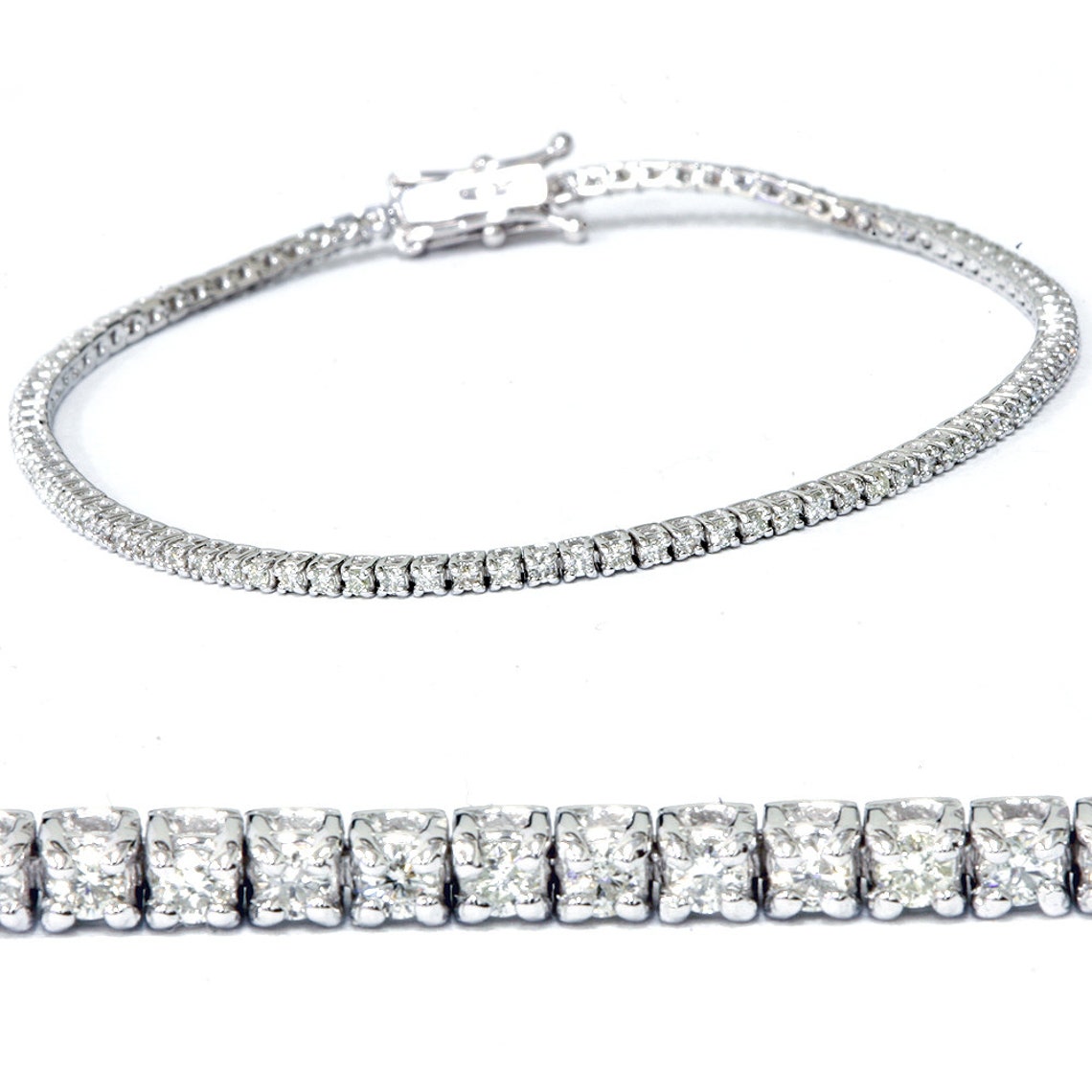 1ct Lab Grown Diamond Tennis Bracelet 18k White Gold 7 Etsy
