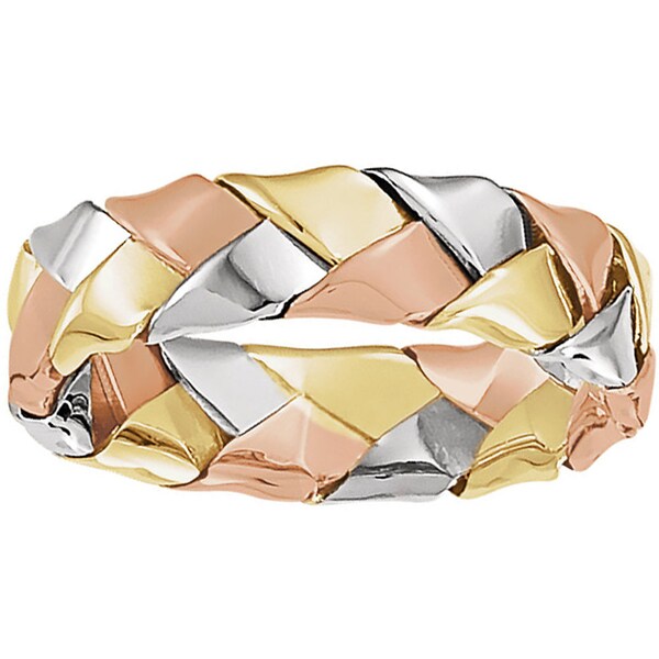 Tricolor Braided Wedding Band - Etsy